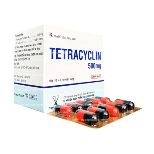 Thuốc kháng sinh Tetracyclin 500mg (Cophavina) hộp 10 vỉ x 10 viên