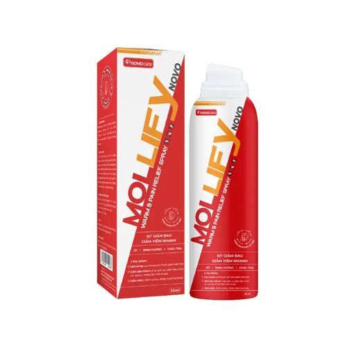 Xịt giảm đau giảm viêm nhanh Mollify Novo Warm & Pain Relief Spray hộp 1 chai 50ml