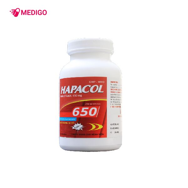 Thuốc giảm đau, hạ sốt Hapacol 650 lọ 100 viên