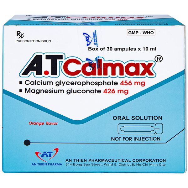 Thuốc bổ sung Calci A.T Calmax 456mg/426mg hộp 30 ống nhựa uống x 10ml ...