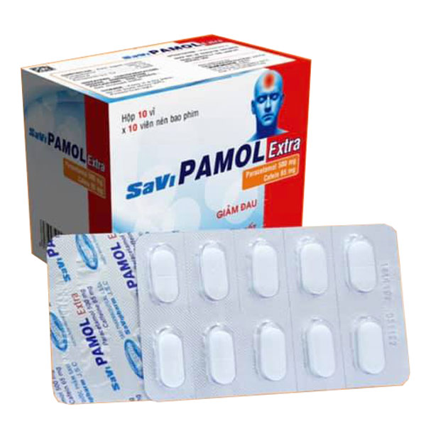 Thuốc hạ sốt giảm đau SaviPamol Extra 500 hộp 4 vỉ x 4 viên nén sủi
