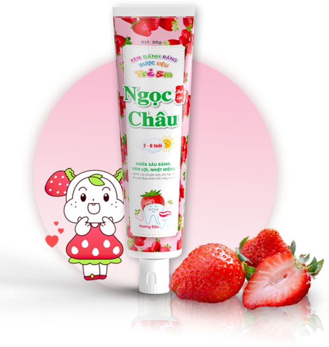 Kem đánh răng dược liệu trẻ em 2-6 tuổi Ngọc Châu (hương dâu) hộp 1 ...