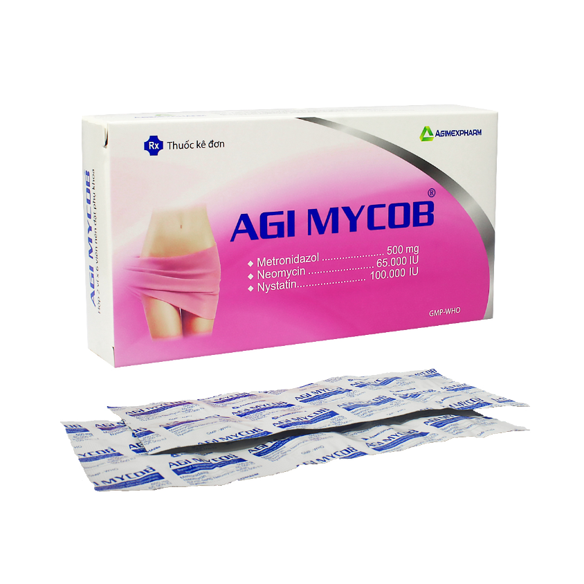 Viên nén đặt âm đạo AgiMycob hộp 1 vỉ x 10 viên