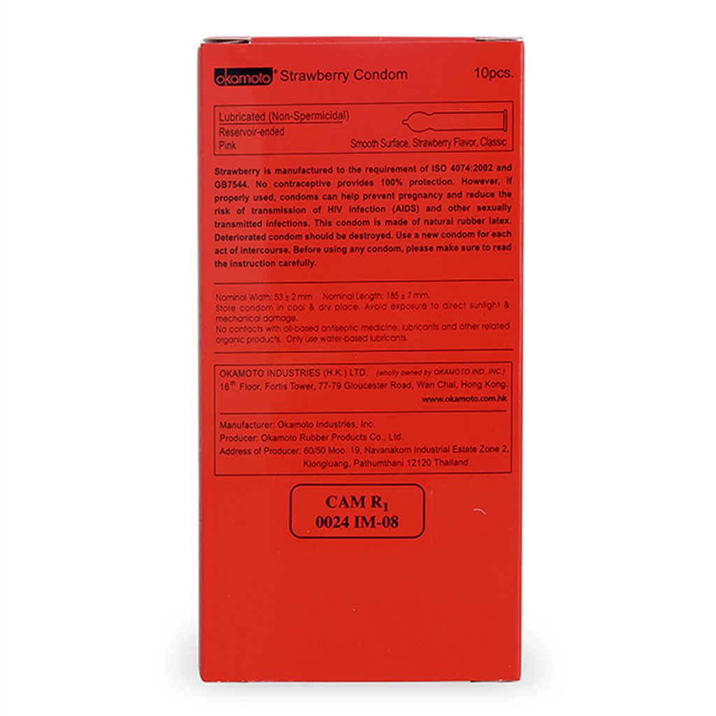 Bao cao su Okamoto Skinless Skin Strawberry hộp 10 cái