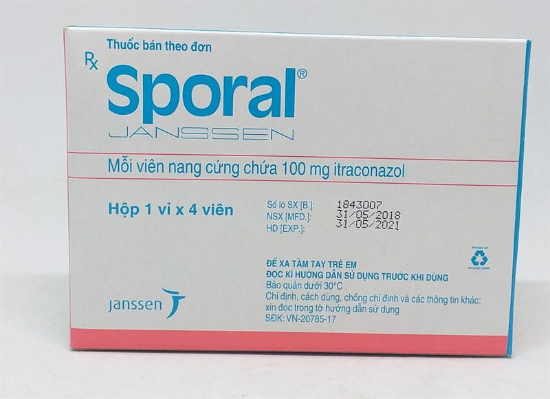 Thuốc kháng nấm Sporal 100mg hộp 4 viên