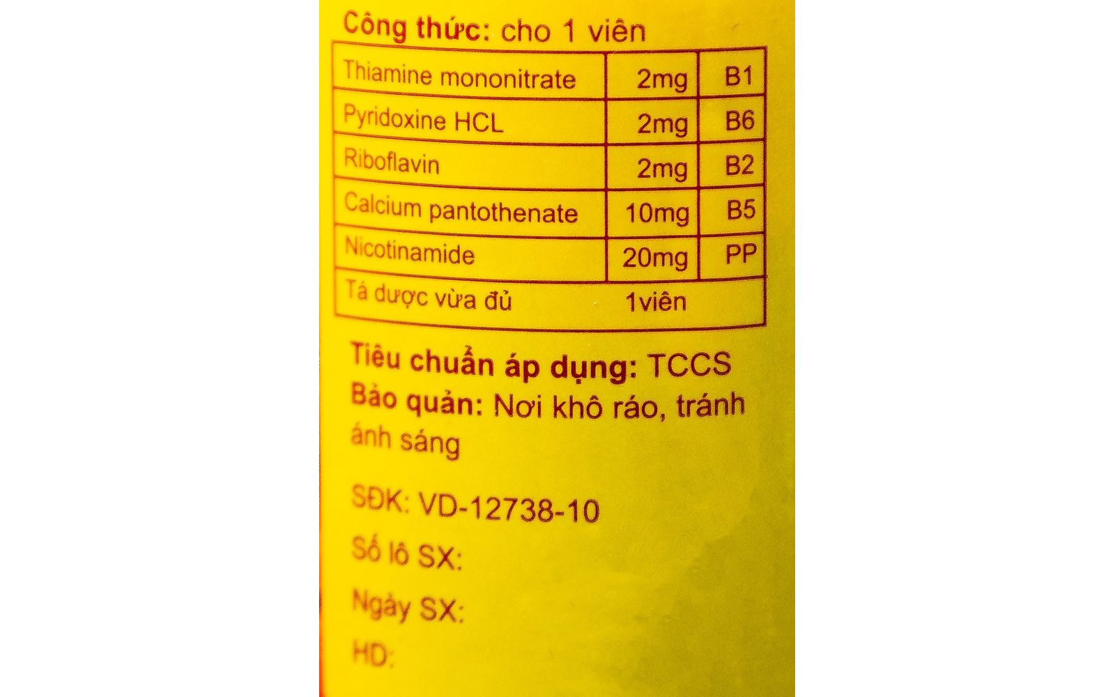 Phòng ngừa bệnh thiếu vitamin nhóm B Multivitamin Hadiphar lọ x 100 viên