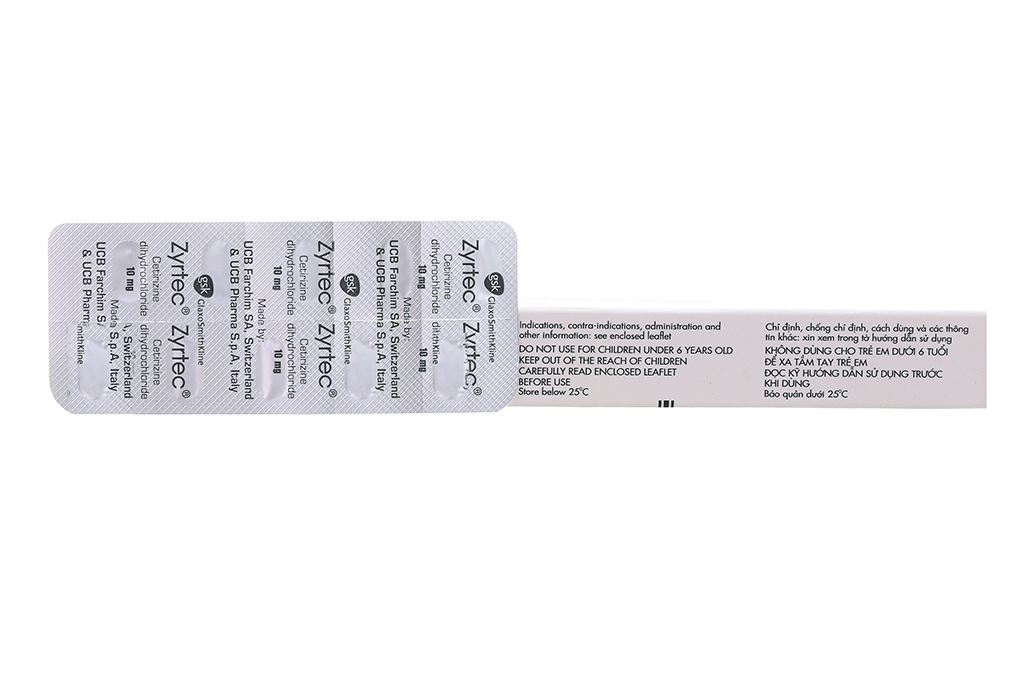 Thuốc chống dị ứng Zyrtec 10mg hộp 10 viên | Medigo