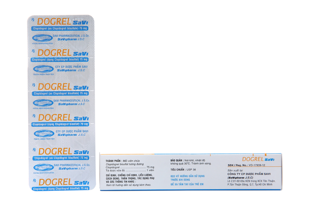 Thuốc ngừa xơ vữa động mạch Dogrel SaVi hộp 3 vỉ x 10 viên
