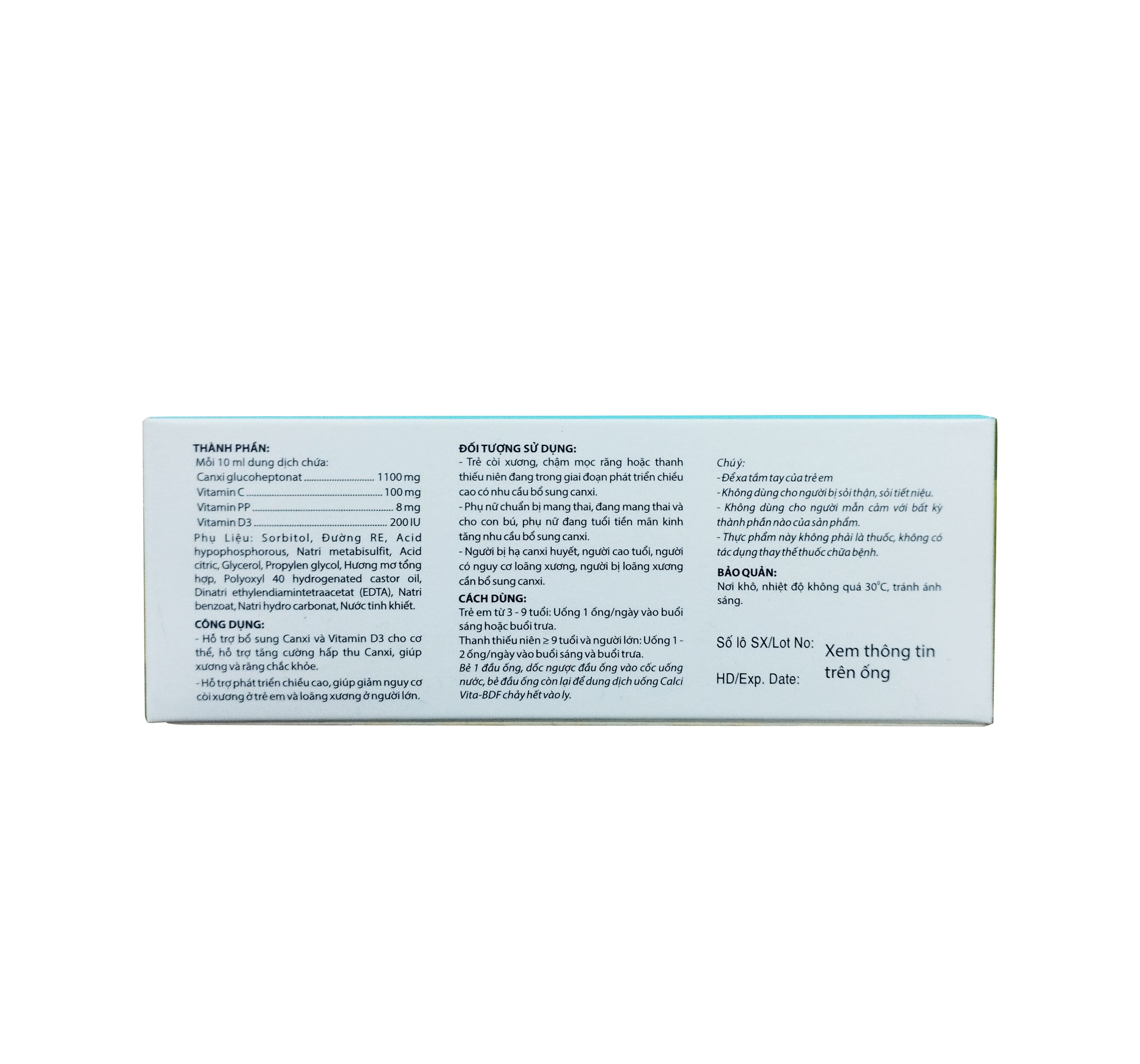Dung dịch uống canxi và vitamin D3 cho trẻ nhỏ Calci Vita - BDF Kids ...