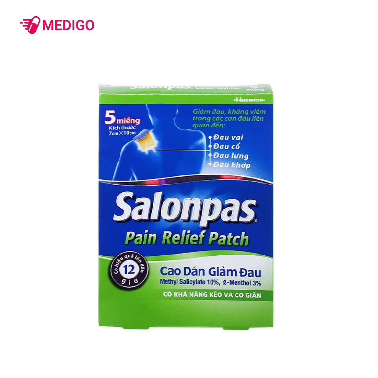 Cao dán giảm đau Salonpas Pain Relief Patch hộp 5 miếng