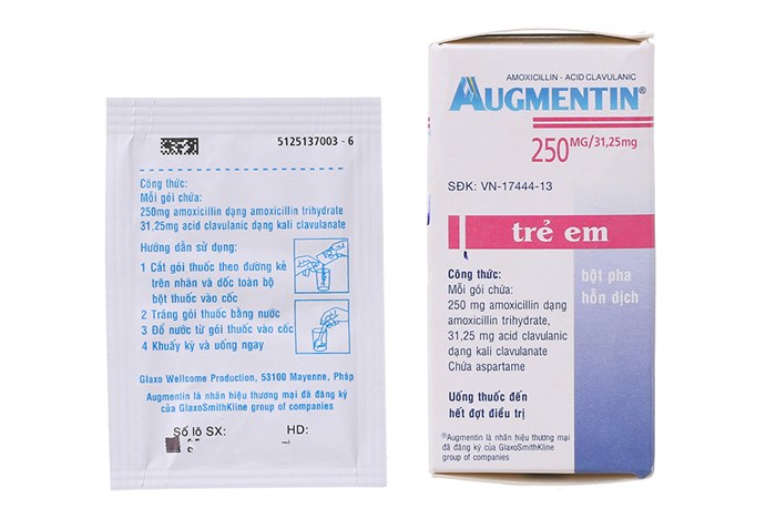 Thuốc kháng sinh Augmentin 250mg/31.25mg hộp 12 gói | Medigo