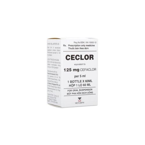 Cốm pha hỗn dịch uống Ceclor 125mg/5ml hộp 1 lọ 60ml