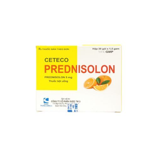 Thuốc kháng viêm Ceteco Prednisolon hộp 30 gói x 1.5g