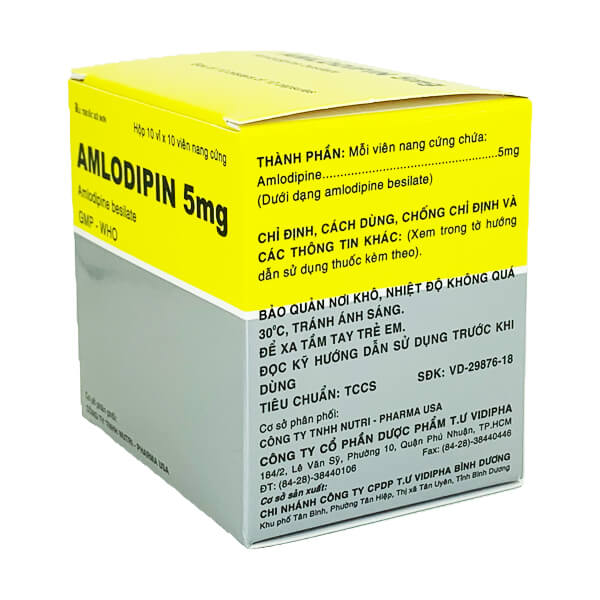 Thuốc huyết áp Amlodipin 5mg (Vidipha) hộp 100 viên | Medigo