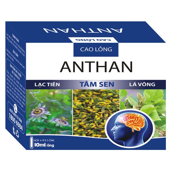 Hỗ trợ điều trị khó ngủ, thiếu ngủ Cao Lỏng ANTHAN hộp 4 vỉ x 5 ống x 10ml