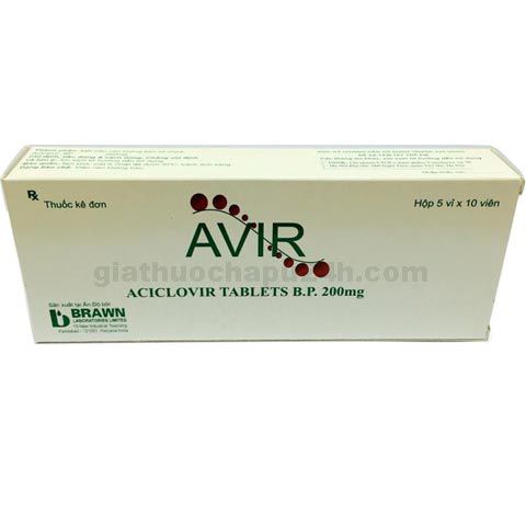 Thuốc kháng virus Avir 200mg Brawn hộp 5 vỉ x 10 viên | Medigo