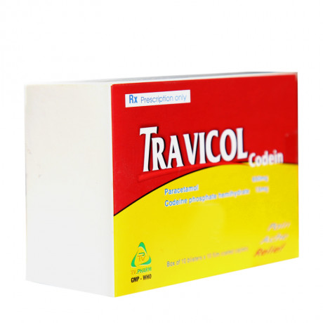 Thuốc giảm đau, hạ sốt Travicol Codein hộp 100 viên