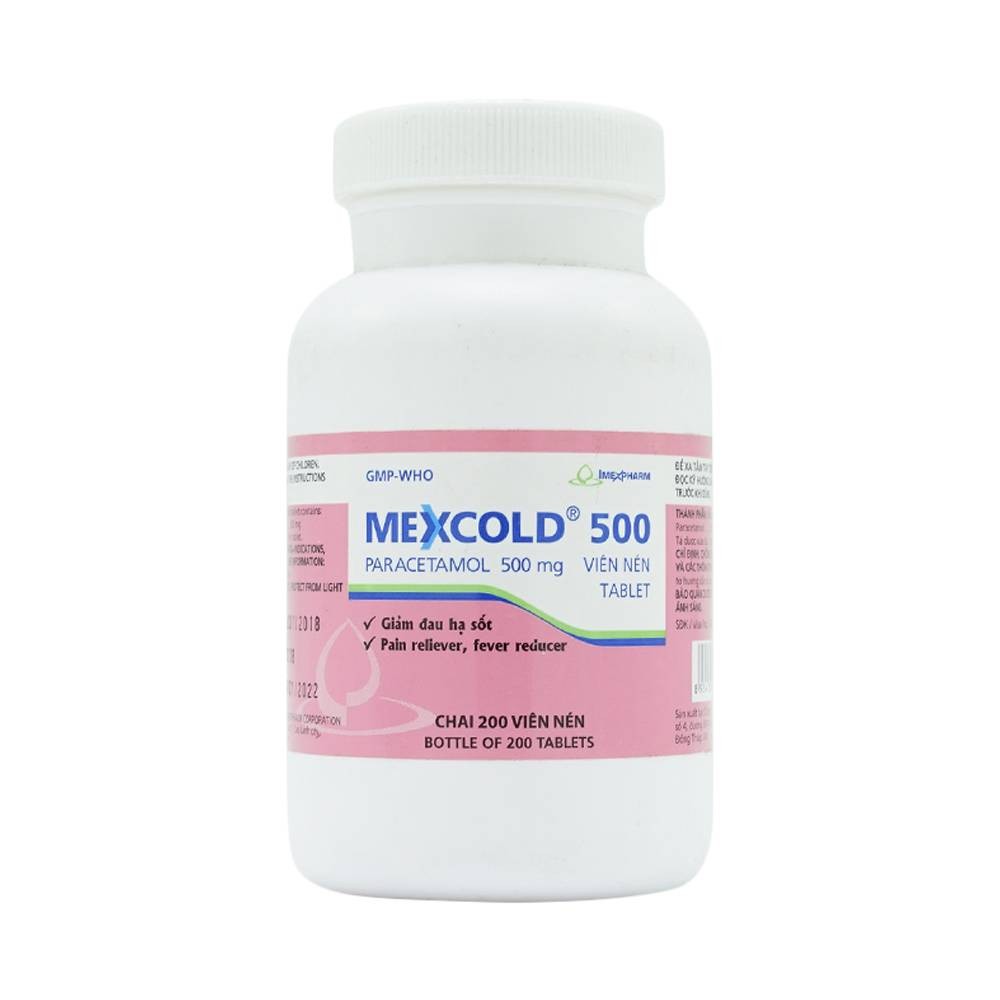Thuốc giảm đau, hạ sốt Mexcold 500 lọ 200 viên | Medigo