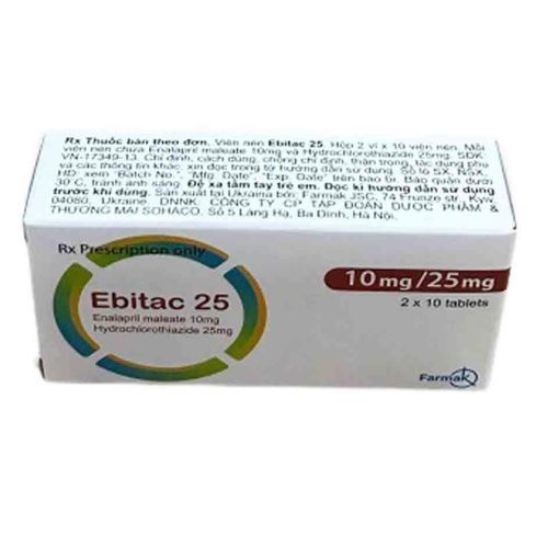 Thuốc trị tăng huyết áp Ebitac 25 hộp 2 vỉ x 10 viên nén | Medigo