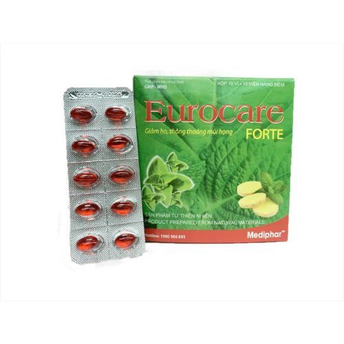 Viên uống hỗ trợ giảm ho Eurocare Fort hộp 10 vỉ x 10 viên | Medigo