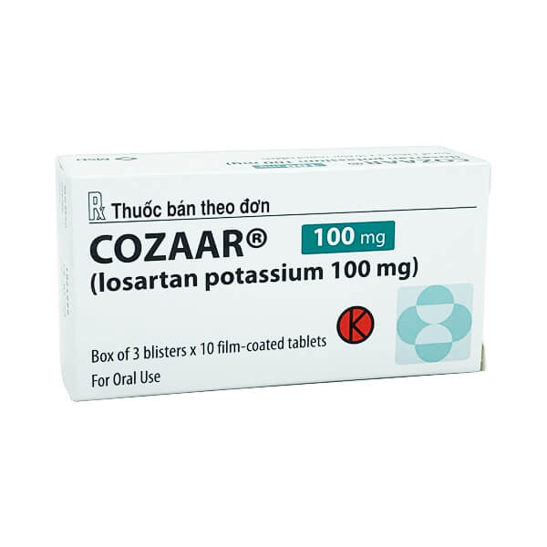 Thuốc trị tăng huyết áp Cozaar 100 mg hộp 30 viên