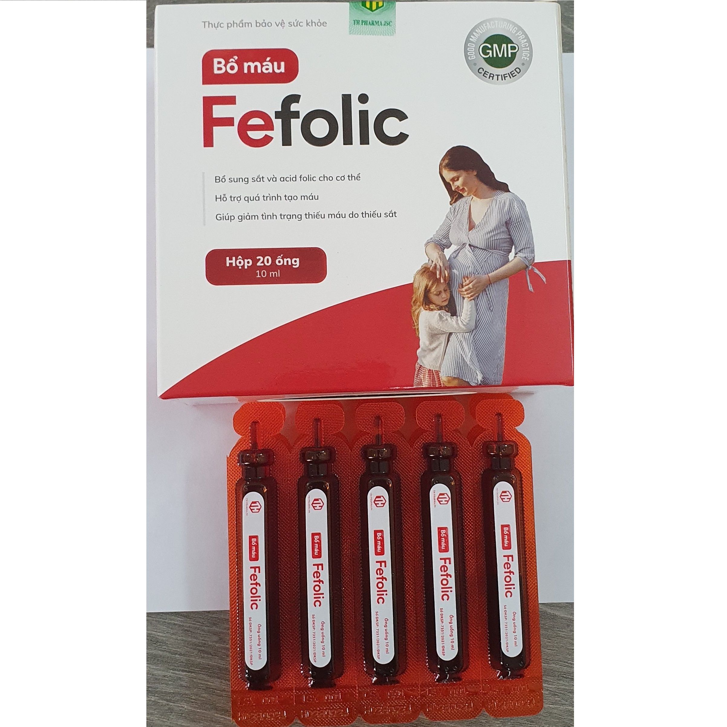 Bổ sung sắt và acid folic Bổ Máu Fefolic (TH Pharma JSC) hộp 4 vỉ x 5 ...