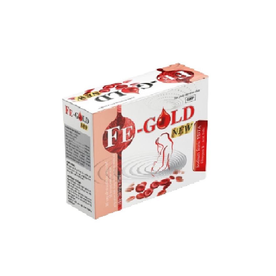 Bổ sung sắt và acid folic Fe-Gold New hộp 4 vỉ x 5 ống x 10ml