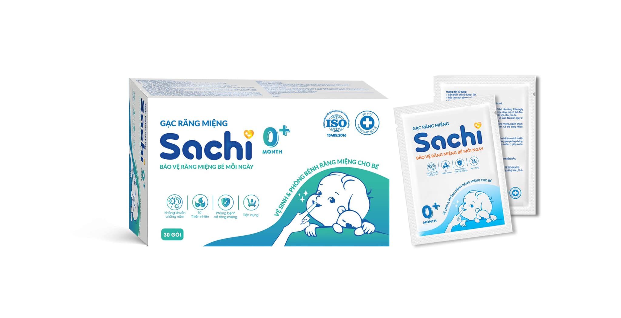 Gạc răng miệng Sachi 0+ hộp 30 gói | Medigo