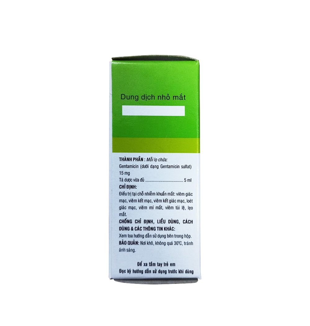 Dung dịch nhỏ mắt GENTAMICIN 0.3% Bidiphar hộp 1 lọ 5ml | Medigo