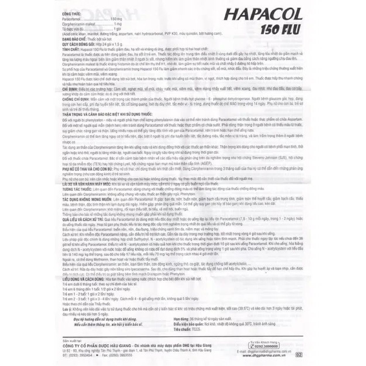 Thuốc giảm đau, hạ sốt Hapacol 150 Flu hộp 24 gói