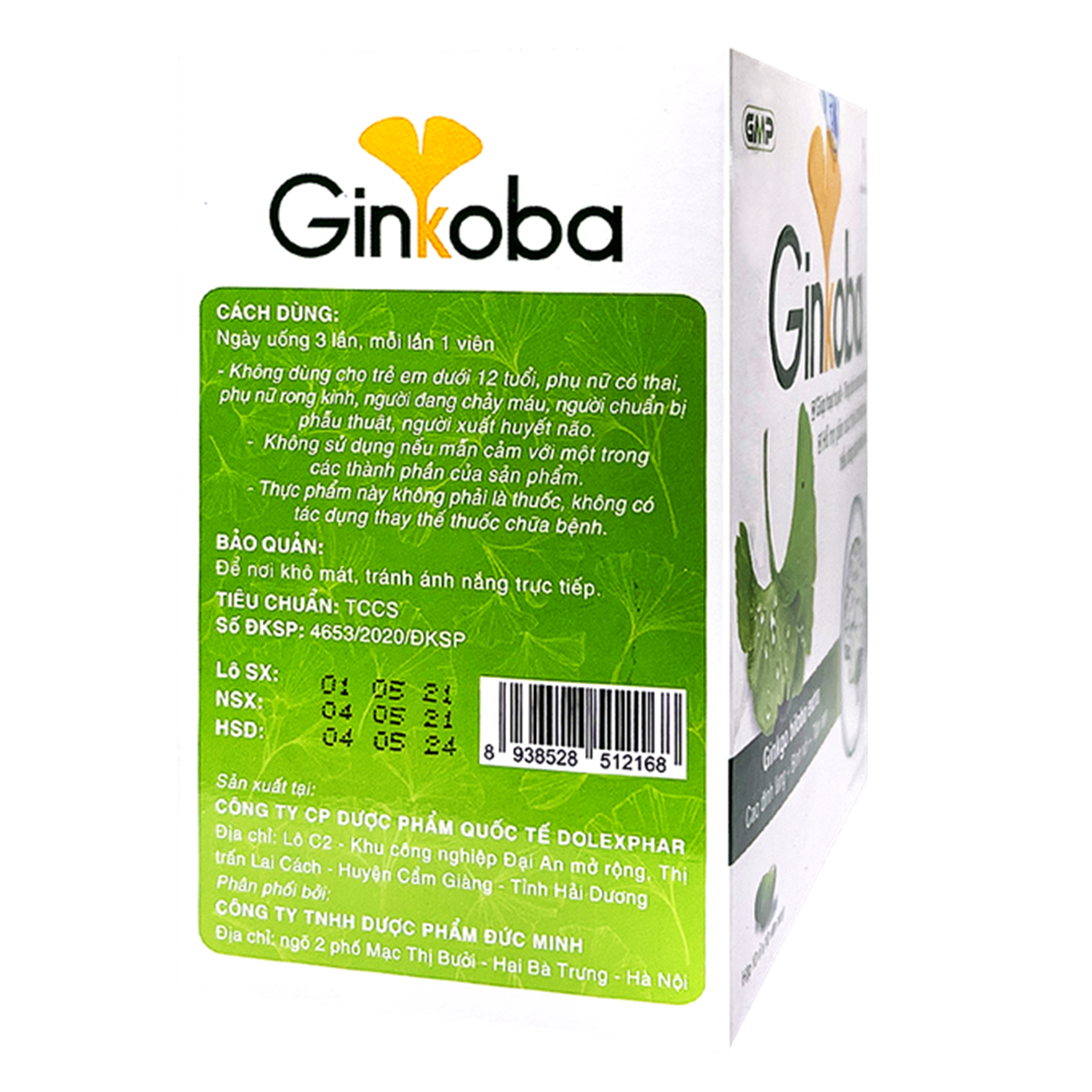 Viên uống tăng tuần hoàn não Ginkoba (Đức Minh Pharma) hộp 10 vỉ x 10 ...