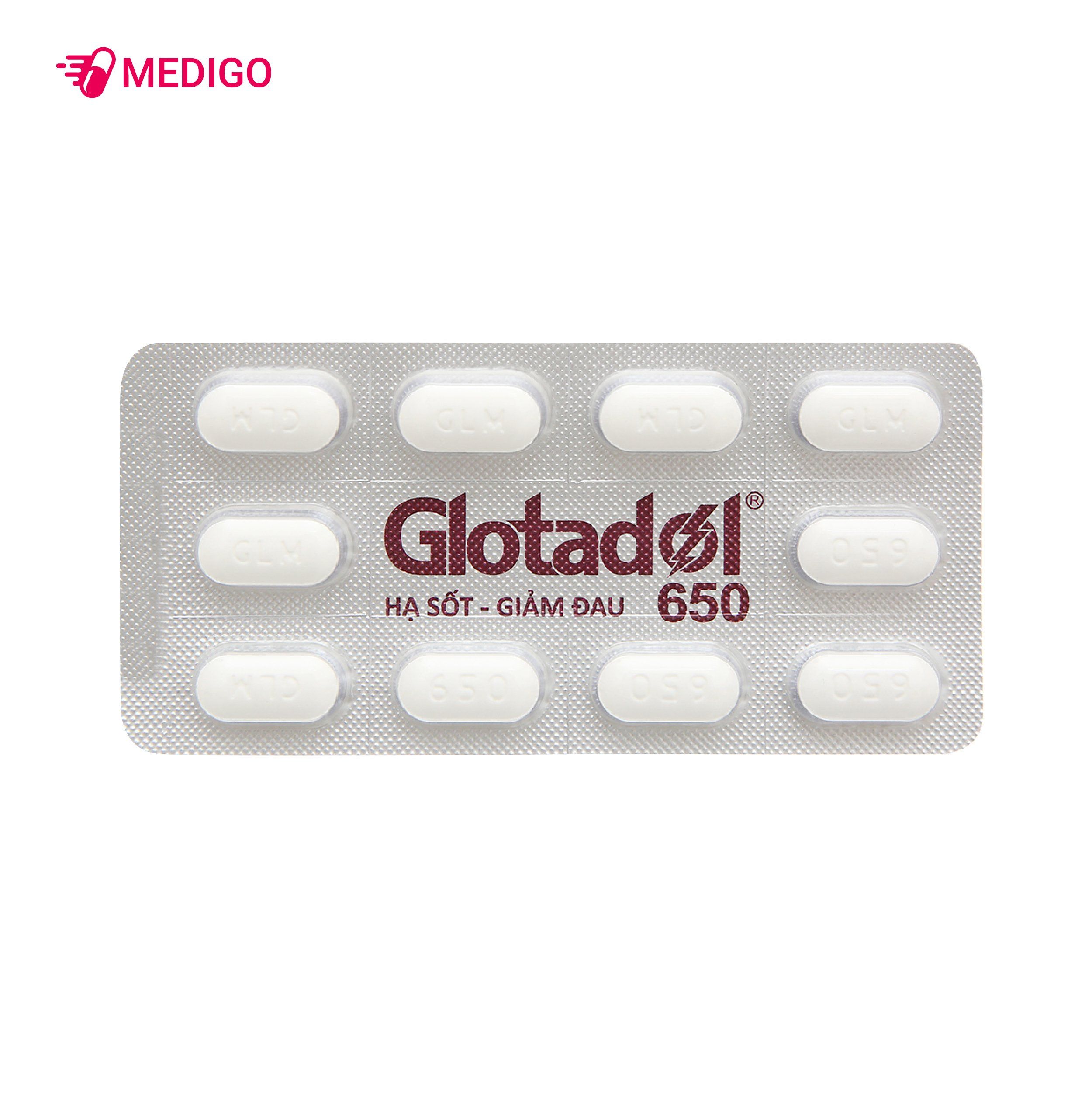 Thuốc giảm đau, hạ sốt Glotadol 650mg hộp 10 vỉ x 10 viên