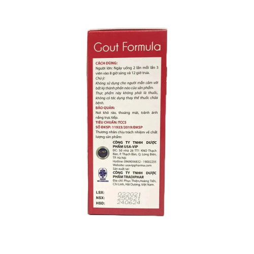 Hỗ trợ giảm đau do gout Gout Formula hộp 1 lọ 60 viên