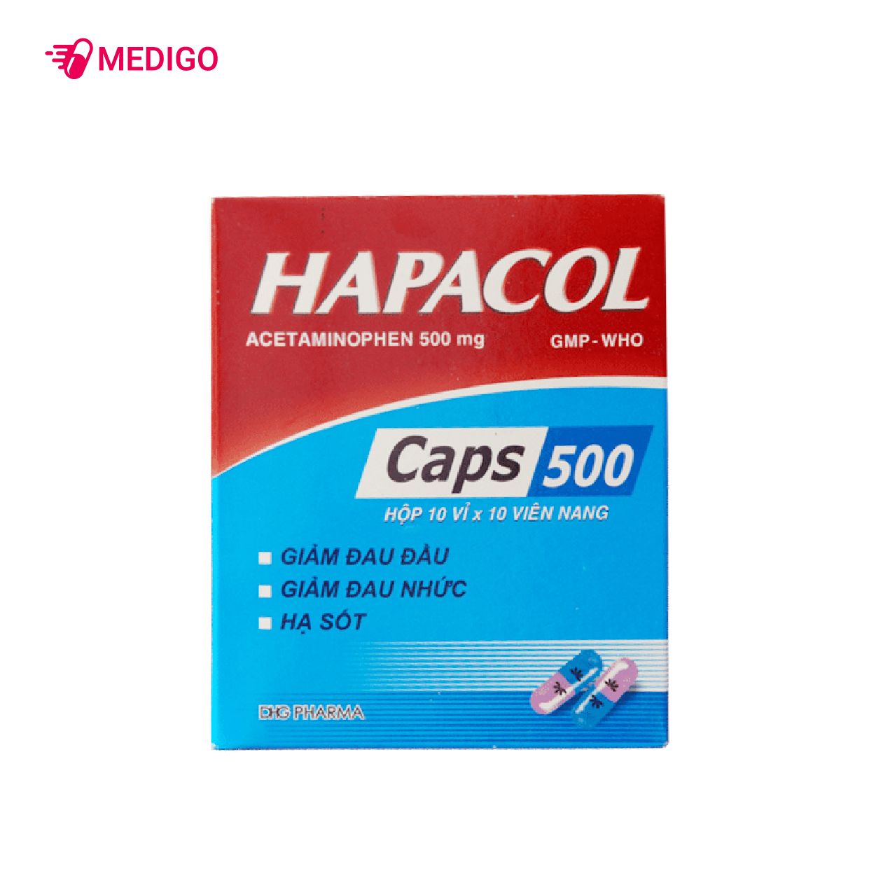 Thuốc giảm đau, hạ sốt Hapacol Caps 500mg hộp 100 viên