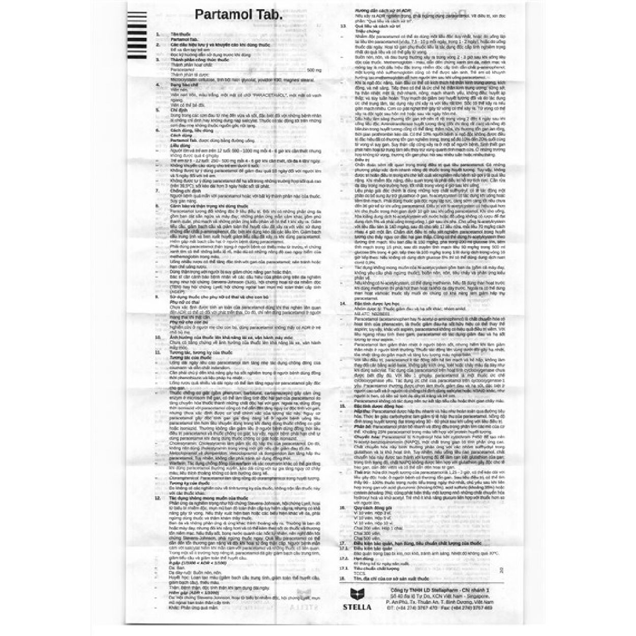 Thuốc giảm đau, hạ sốt Partamol Tab hộp 10 vỉ x 10 viên nén | Medigo