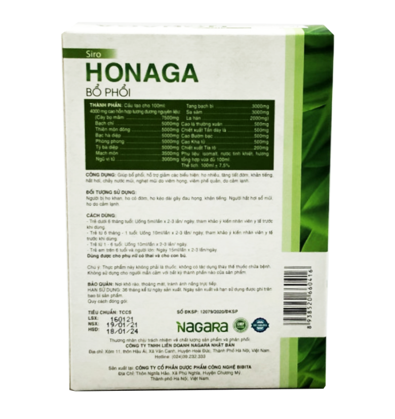 Siro HONAGA Bổ Phổi hộp 10 gói x 10ml | Medigo
