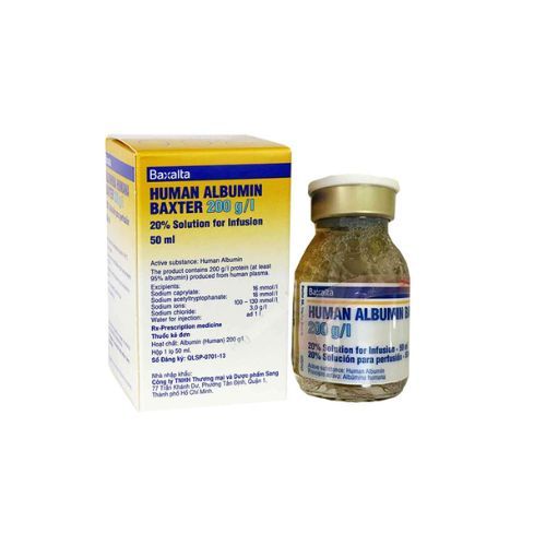 Dung dịch tiêm truyền Human Albumin Baxter 200g/l hộp 1 chai 50ml