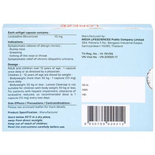Thuốc chống dị ứng Loreze 10mg hộp 50 viên