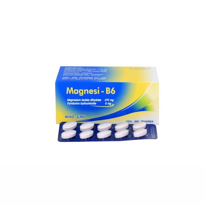 Thuốc bổ sung Magnesi - B6 USA - NIC Pharma hộp 5 vỉ x 10 viên nén bao phim