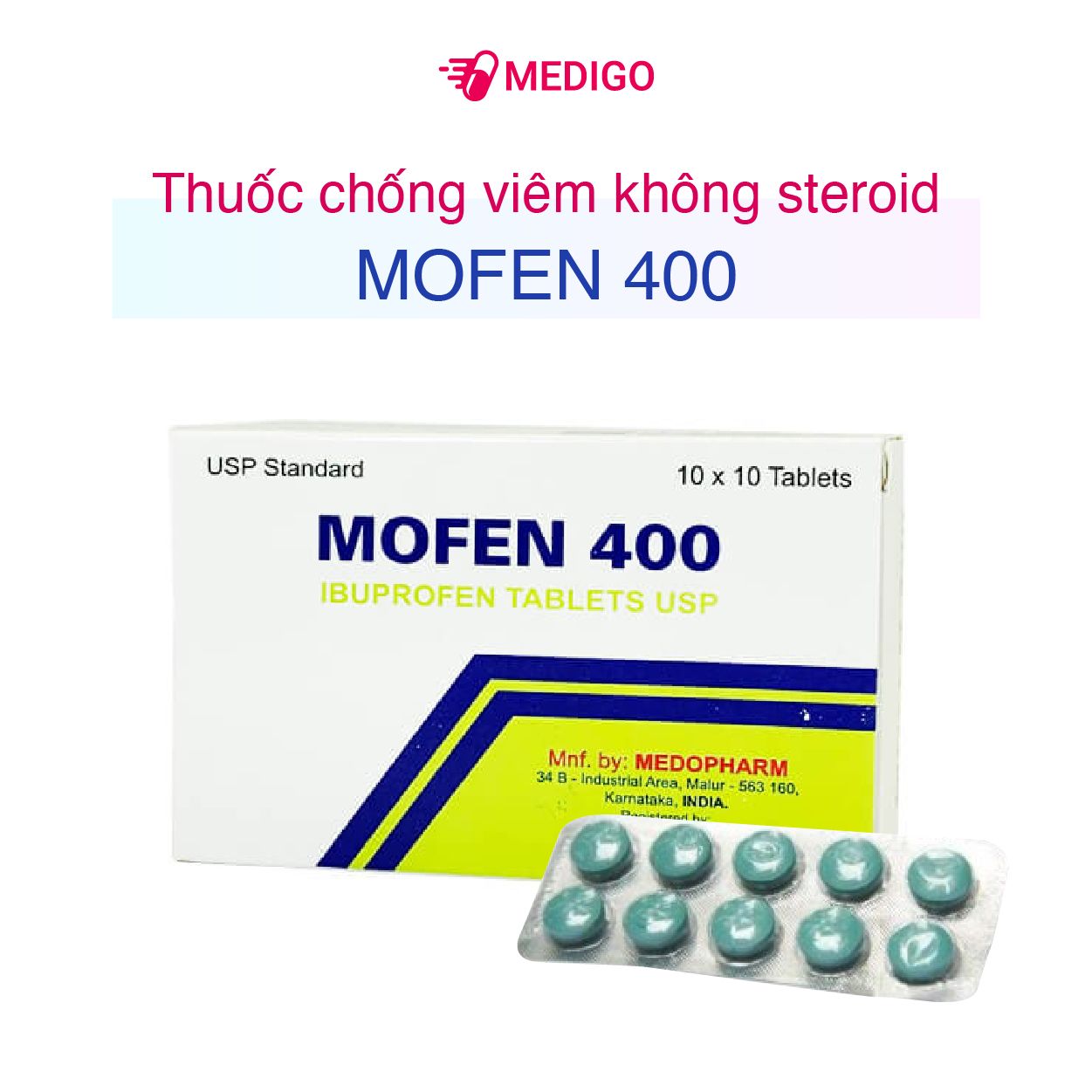 Thuốc giảm đau, kháng viêm Mofen 400 hộp 100 viên | Medigo