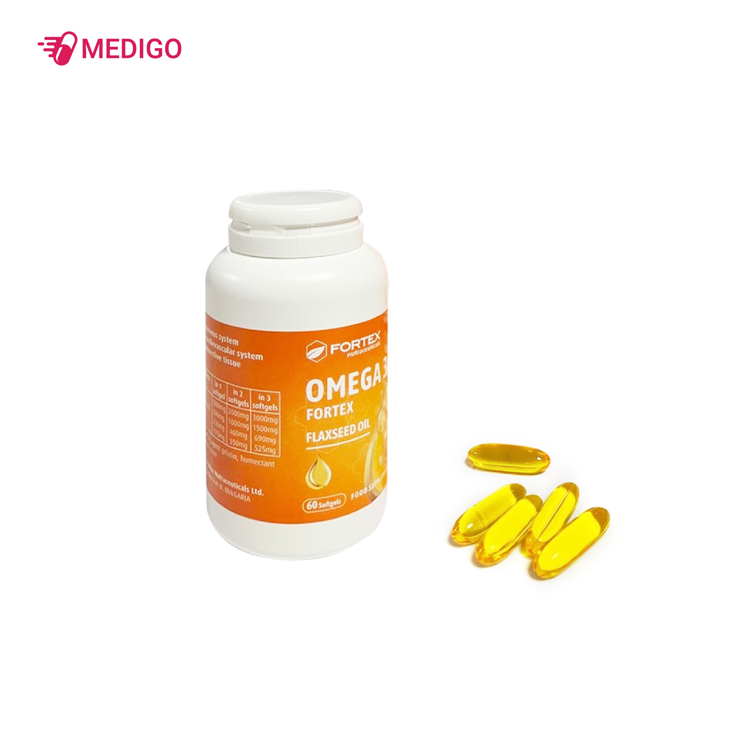 Viên uống dầu hạt lanh Omega 3-6-9 Fortex hộp 1 lọ 60 viên