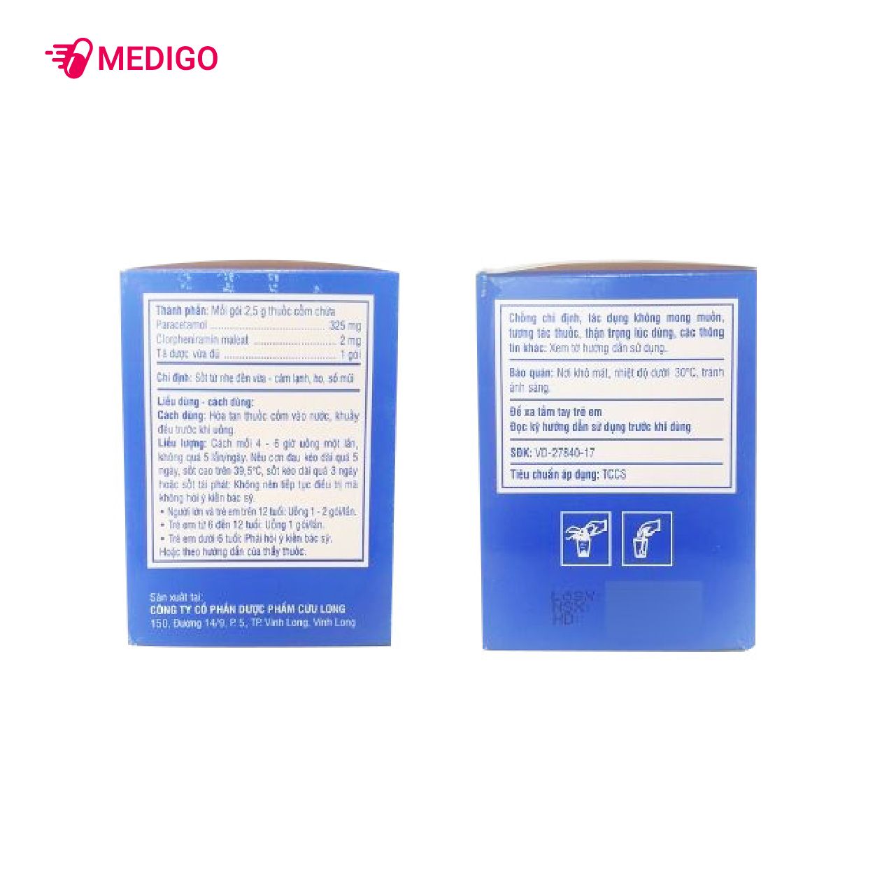 Thuốc giảm đau, hạ sốt Pabemin 325 hộp 30 gói x 2,5g | Medigo