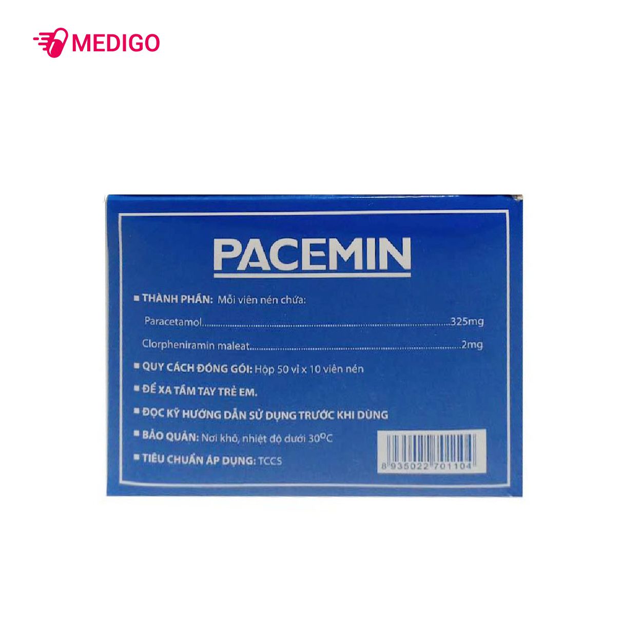 Thuốc giảm đau, hạ sốt Pacemin hộp 500 viên | Medigo