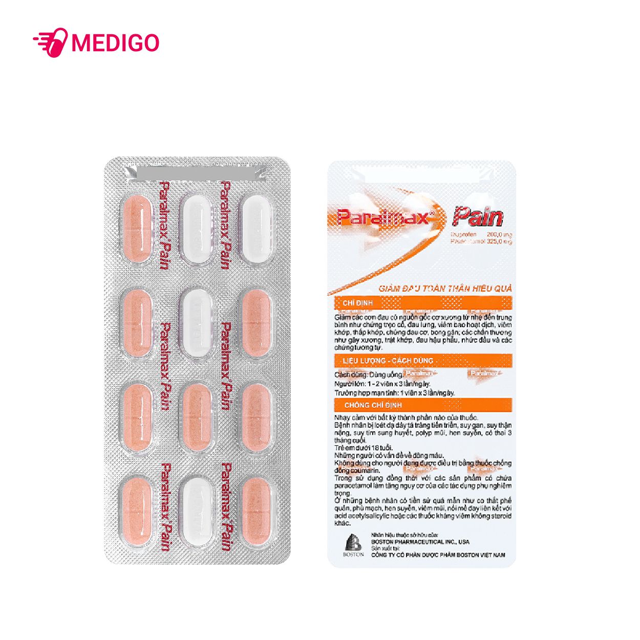 Thuốc giảm đau nhẹ đến trung bình Paralmax Pain hộp 10 vỉ x 12 viên ...