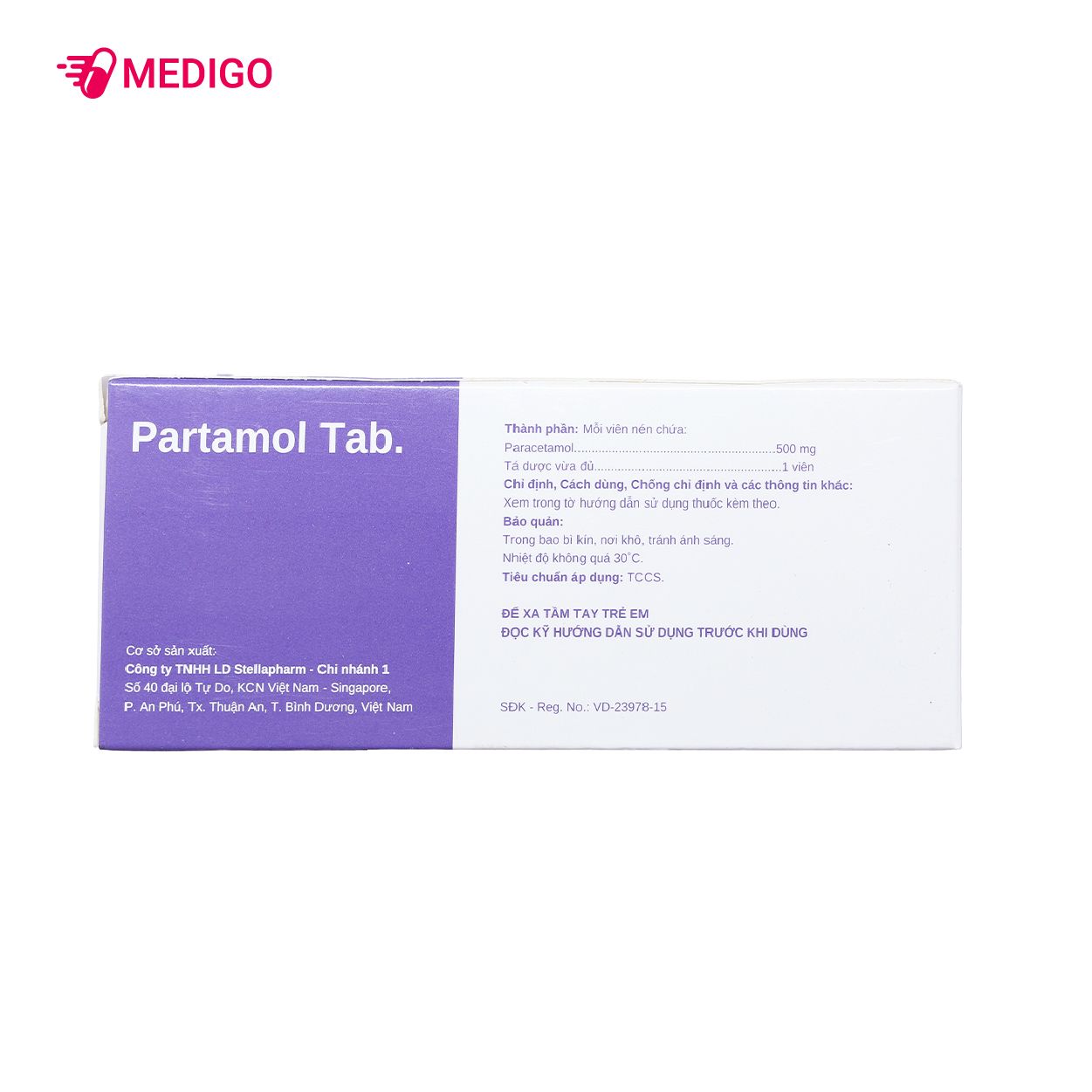 Thuốc giảm đau, hạ sốt Partamol Tab hộp 10 vỉ x 10 viên nén | Medigo
