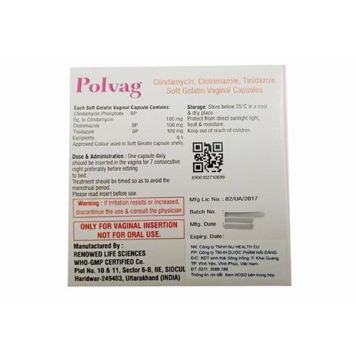 Viên đặt âm đạo Polvag hộp 1 vỉ x 7 viên