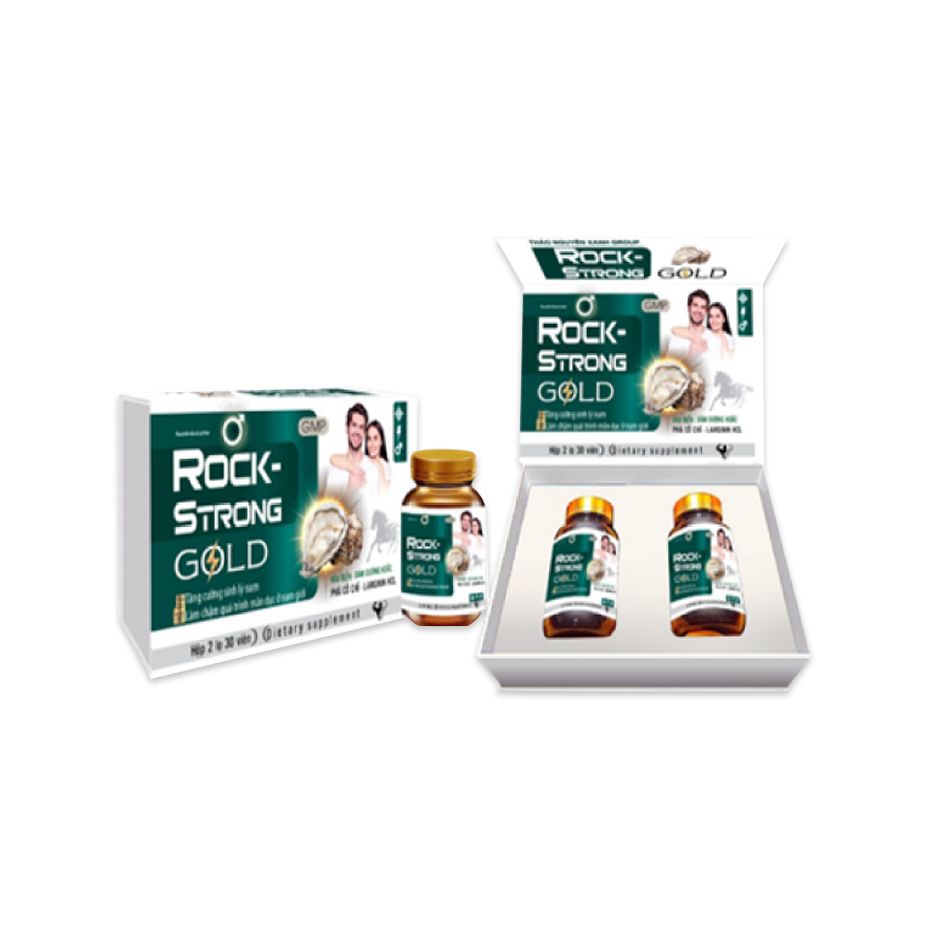 Viên uống tăng cường sinh lý nam ROCK - STRONG GOLD hộp 2 lọ 30 viên