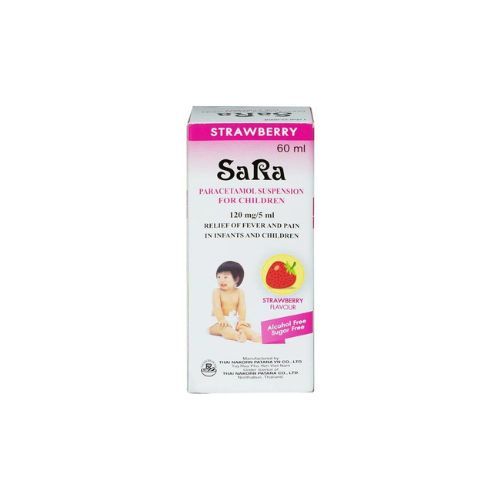 Siro giảm đau, hạ sốt cho trẻ em hương dâu Sara chai 60ml
