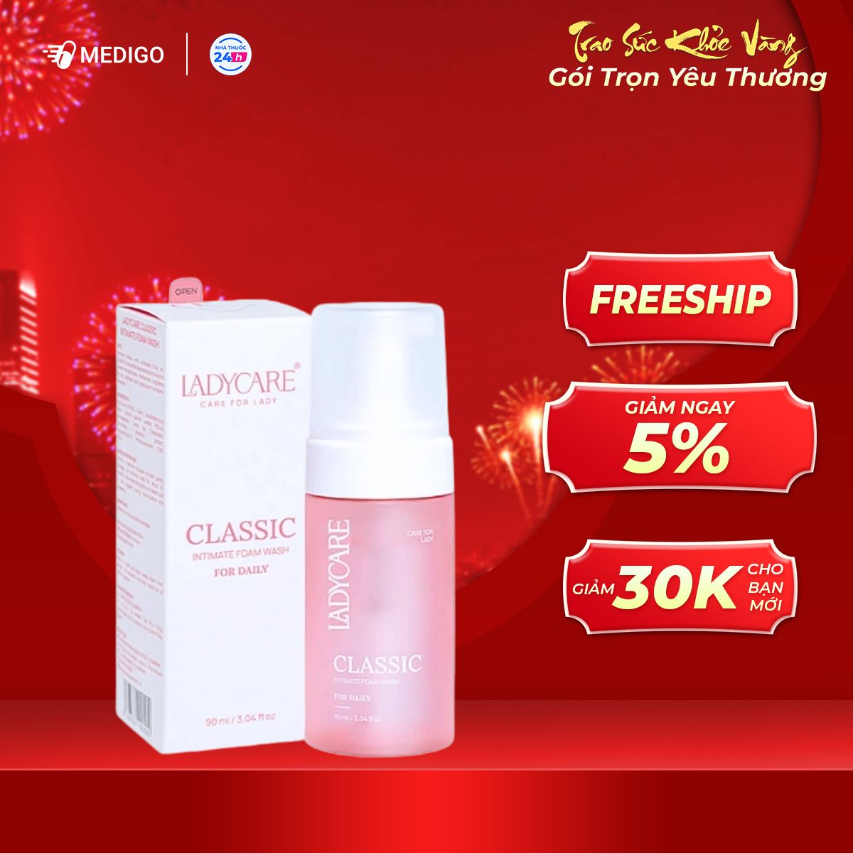 Bọt vệ sinh Ladycare Classic hộp 1 chai 90ml