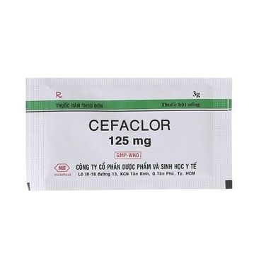 Thuốc kháng sinh Cefaclor 125mg (Mebiphar) hộp 12 gói x 3g